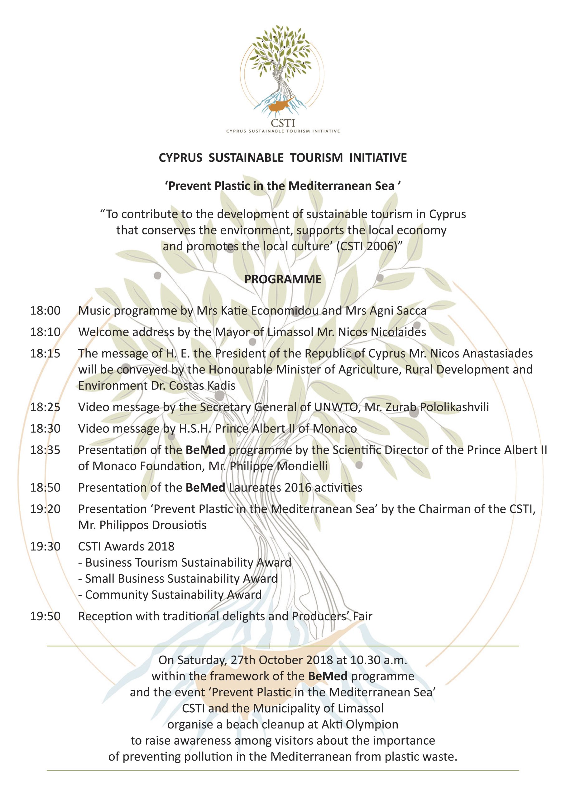 AGM 2018 and Event ‘Prevent Plastic in the Mediterranean Sea’, Friday ...